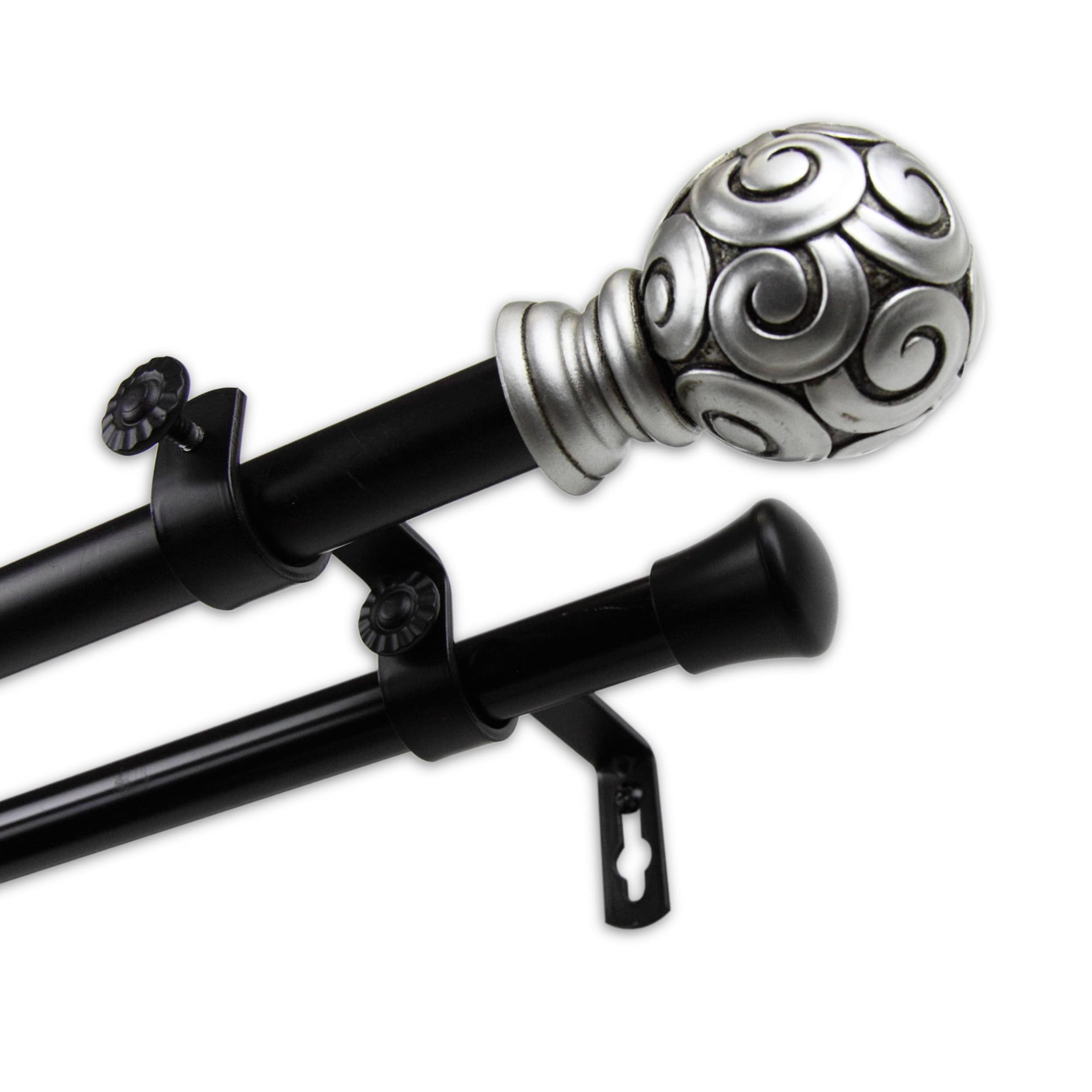 InStyleDesign 13/16" Two Tone Ornate Collection Double Curtain Rod Lux ...