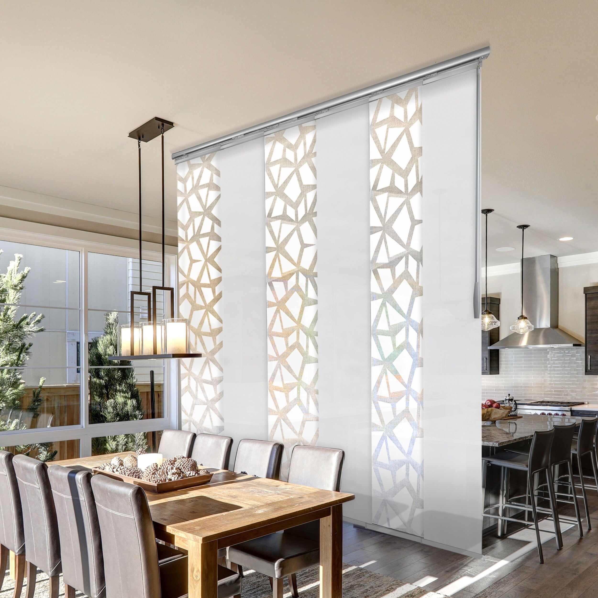 InStyleDesign 6-Panel Panel Track / Room Divider/ Blinds 48"-84"W x 91. ...