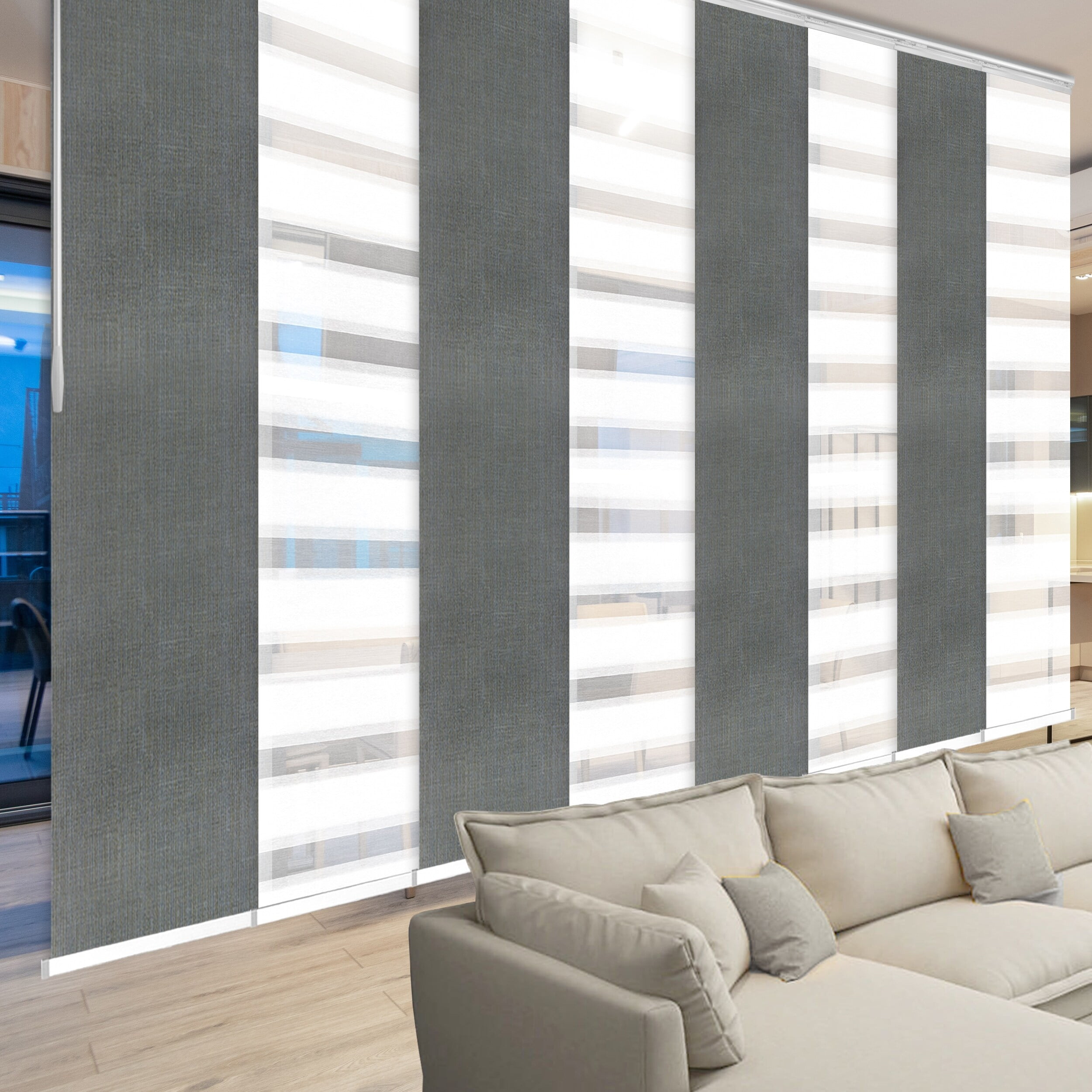 InStyleDesign 8-Panel Double Rail Panel Track Extendable 130"-175"W x ...