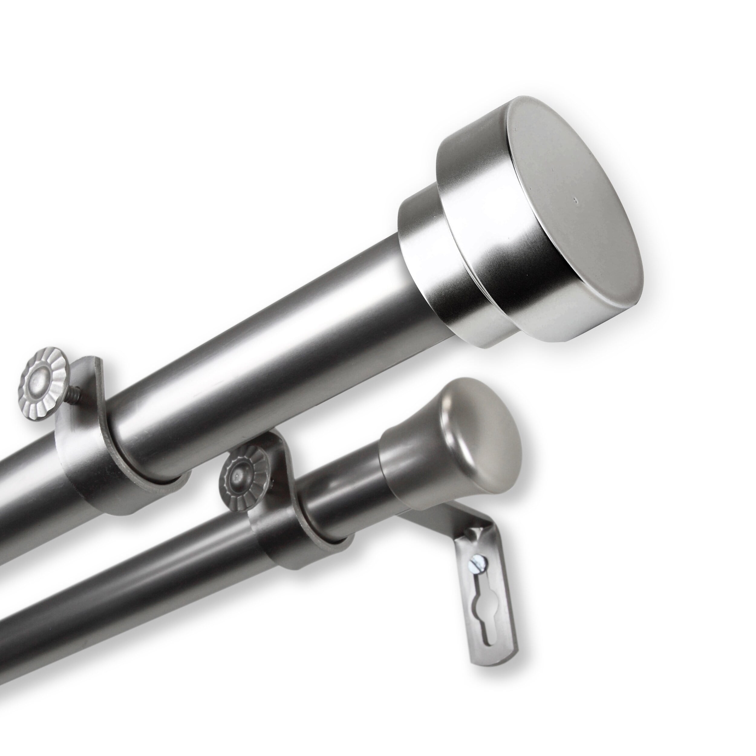 InStyleDesign Beret 1 inch Diameter Adjustable Double Curtain Rod satin ...