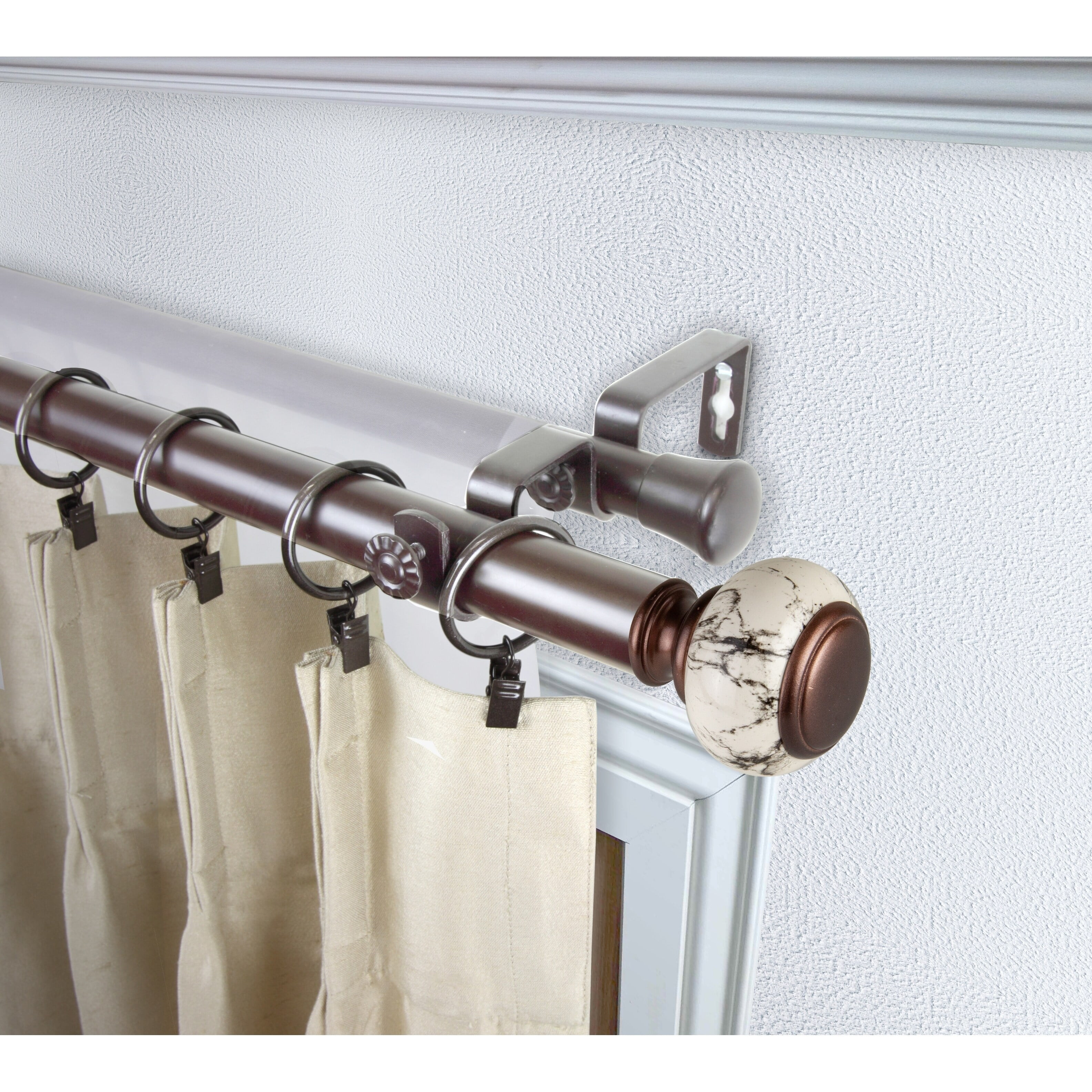 InStyleDesign Brooklyn 1 inch Diameter Adjustable Double Curtain Rod ...