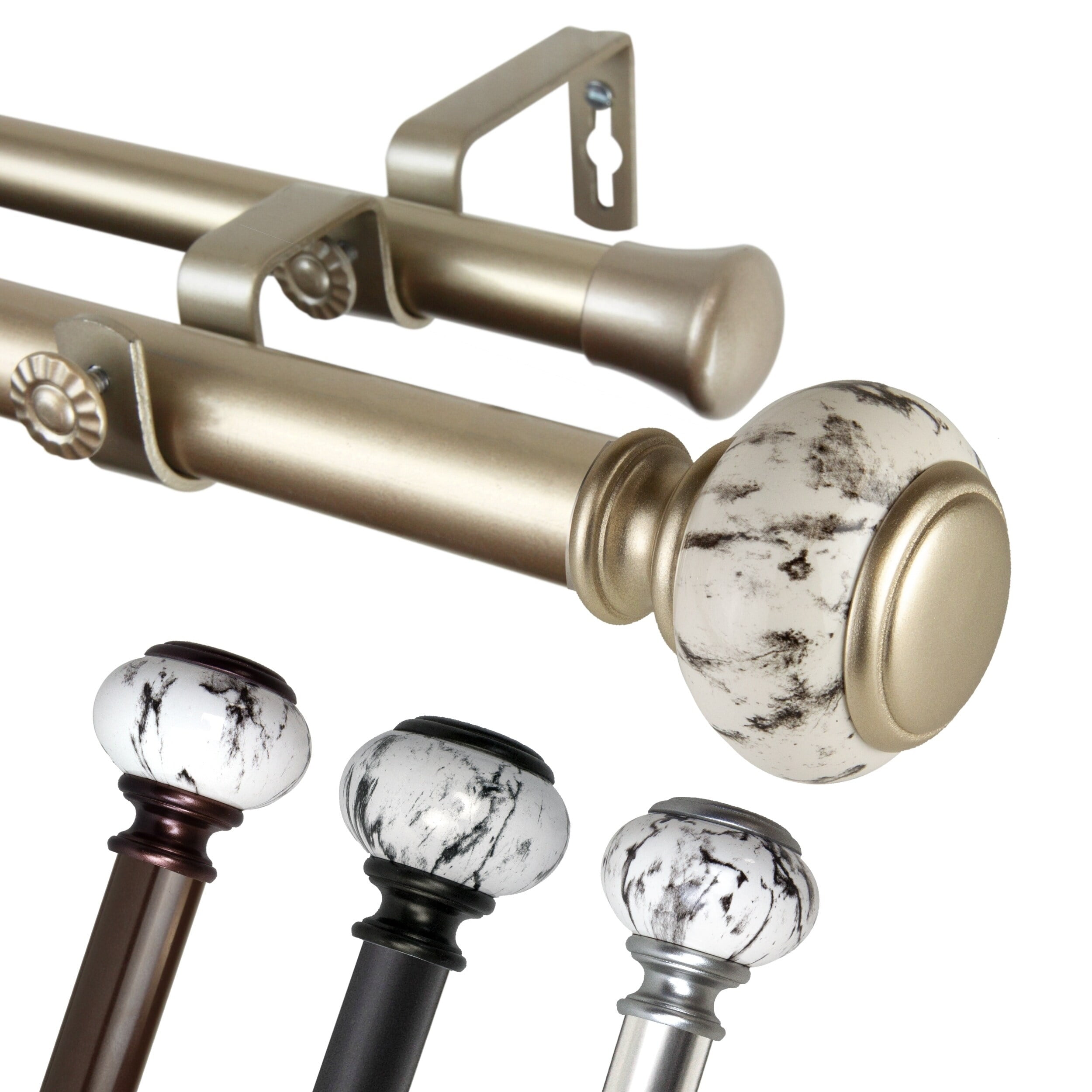 InStyleDesign Brooklyn 1 inch Diameter Adjustable Double Curtain Rod ...