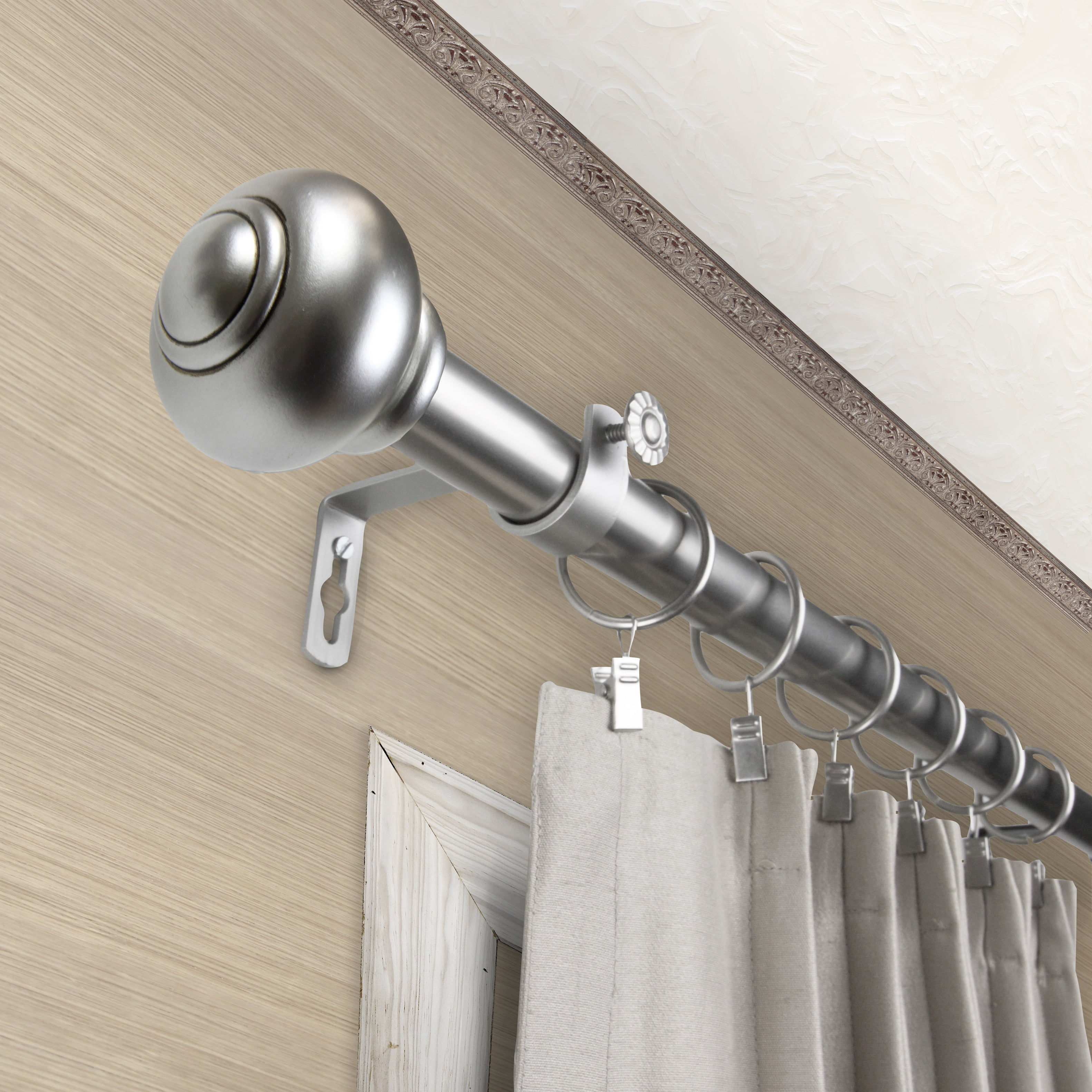 InStyleDesign Coiled 1 inch Diameter Adjustable Curtain Rod satin ...