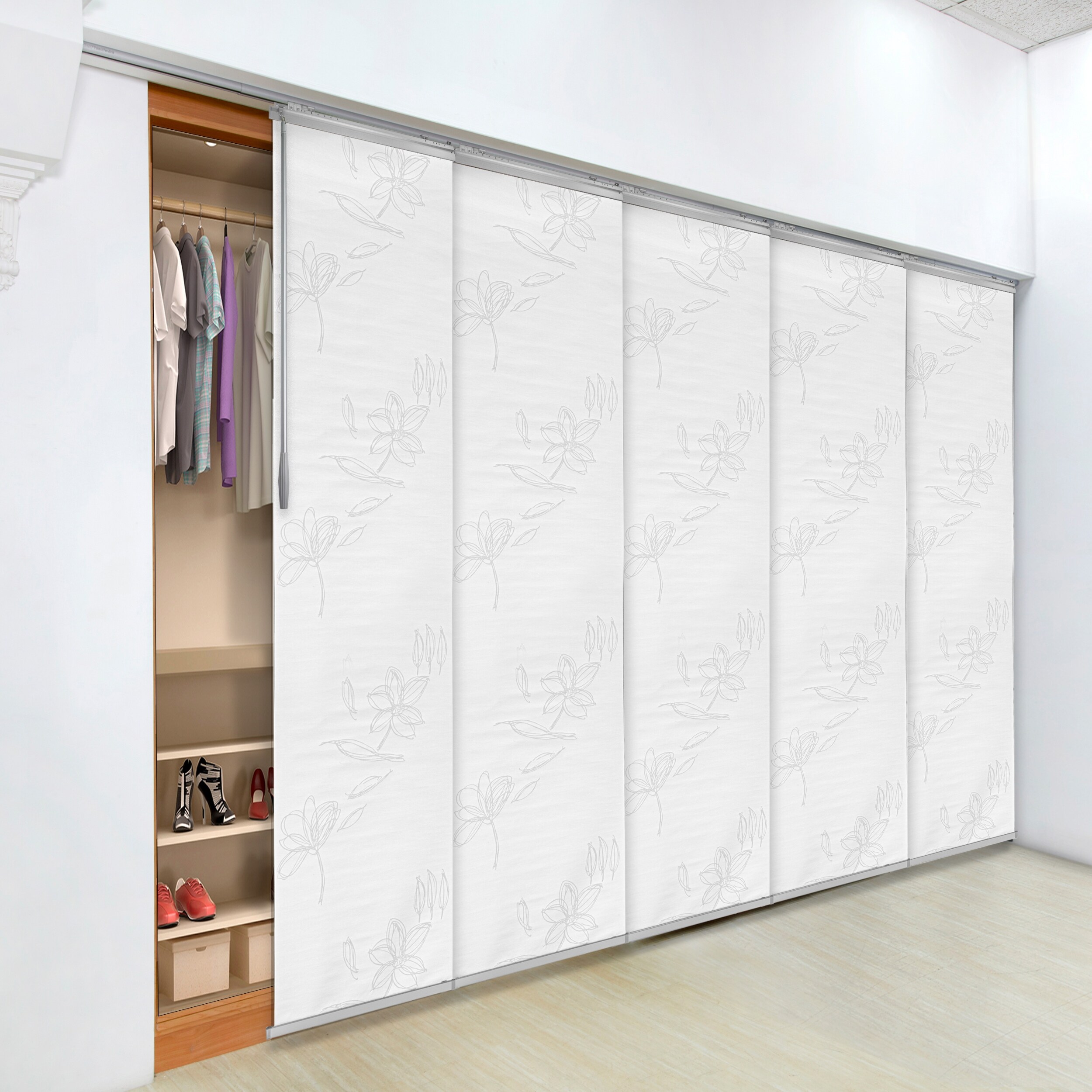 InStyleDesign Floret 5-Panel Single Rail Panel Track / Room Divider ...