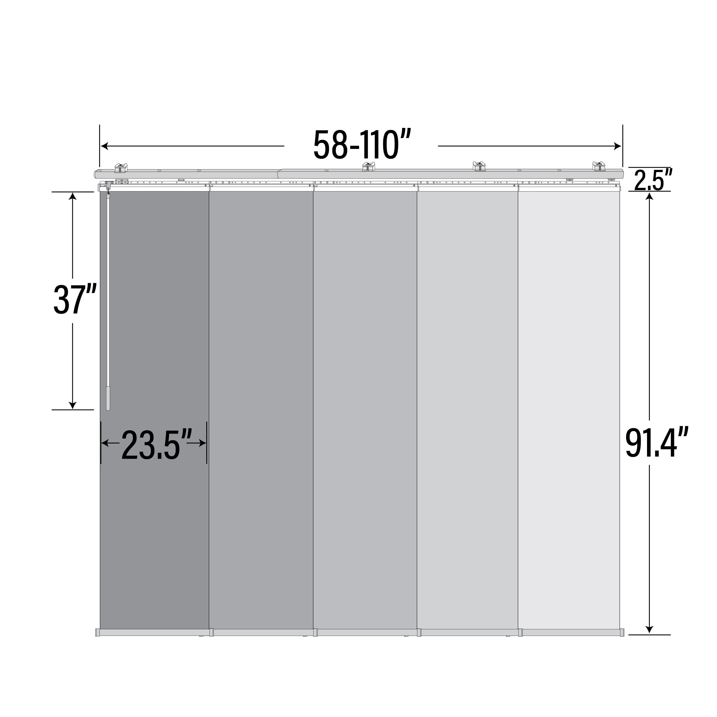 InStyleDesign Lacquer 5-Panel Single Rail Panel Track Extendable 58 ...
