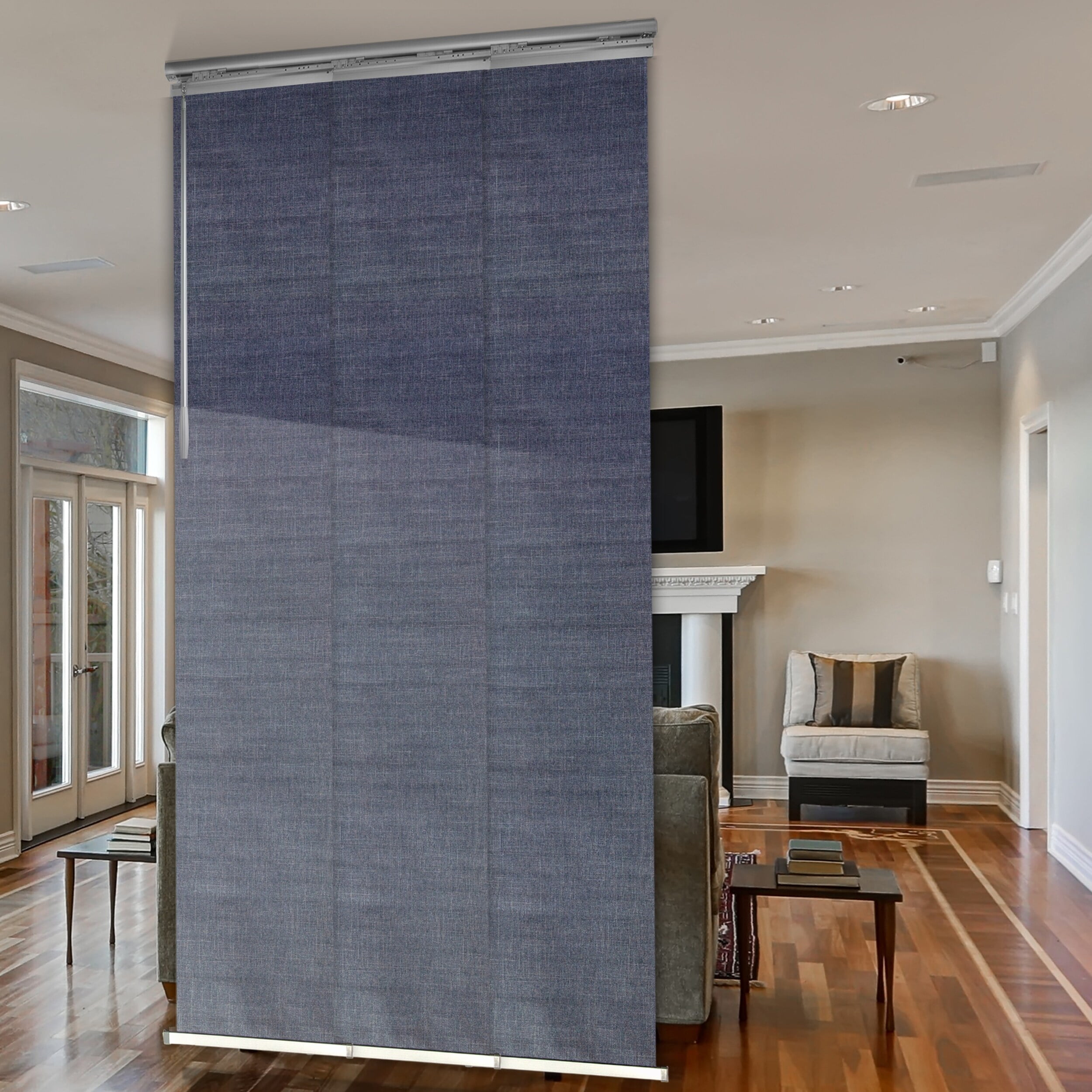 InStyleDesign Prussian Blue 3-Panel Single Rail Panel Track / Room ...