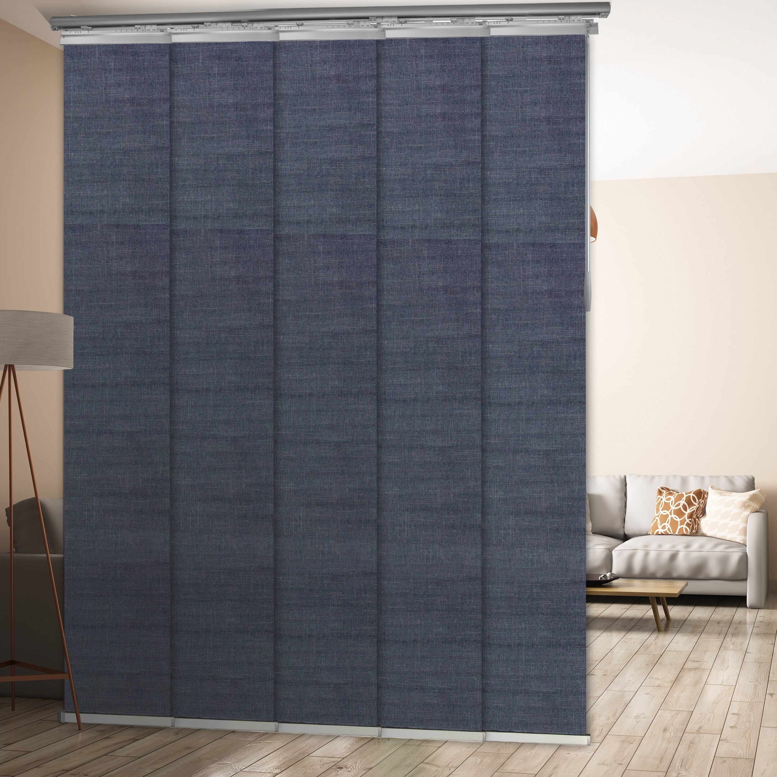 InStyleDesign Prussian Blue 5-Panel Single Rail Panel Track / Room ...