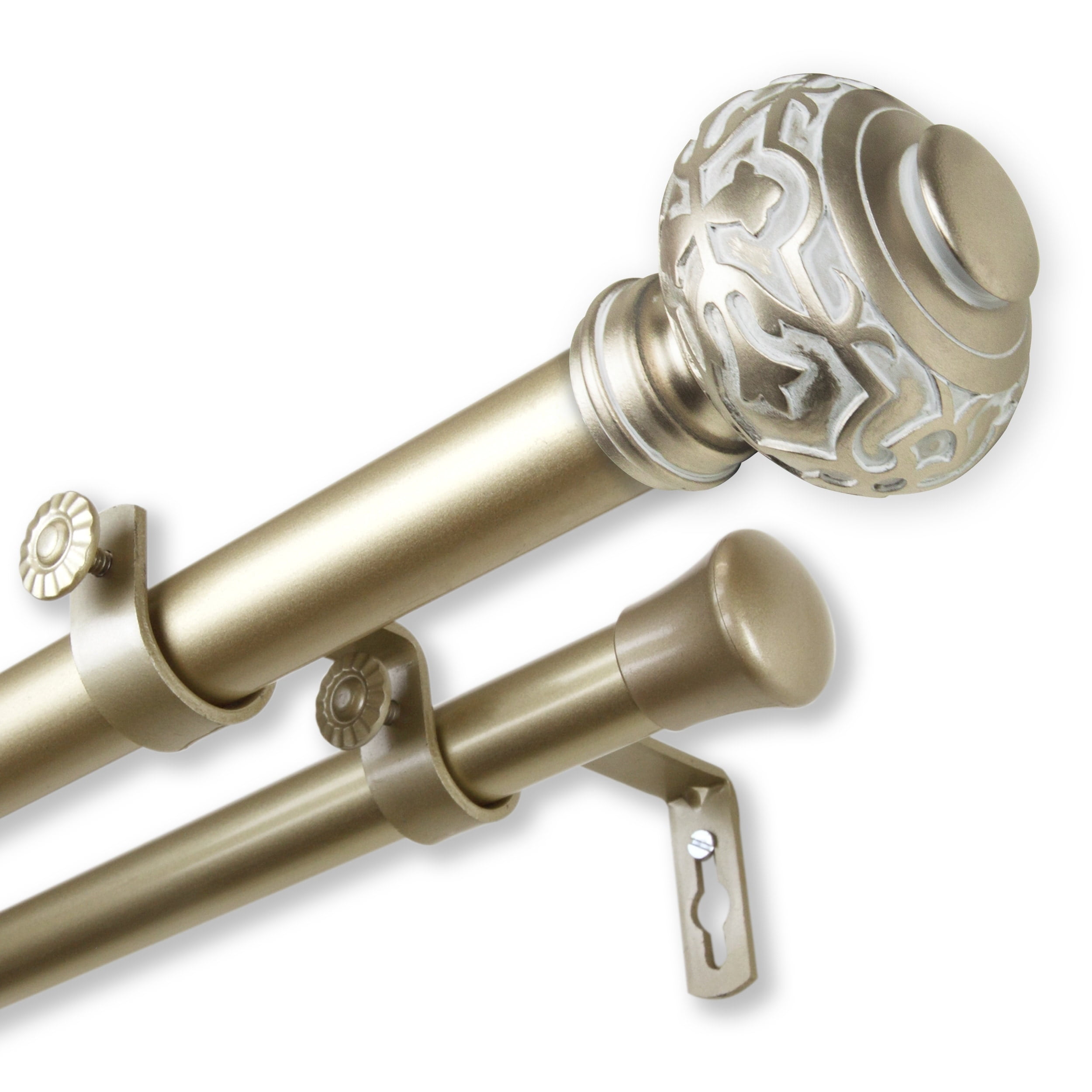 InStyleDesign Sycamore 1 inch Diameter Adjustable Double Curtain Rod ...