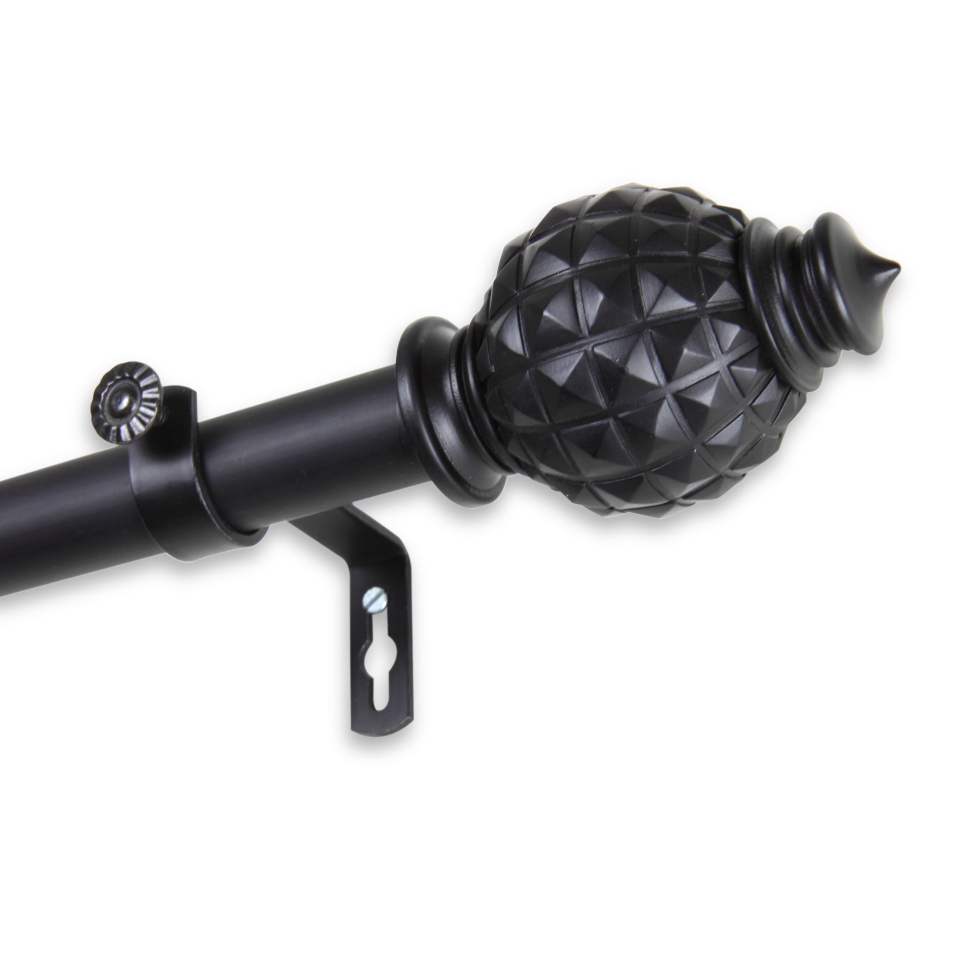 InStyleDesign Thalia Adjustable Curtain Rod Black 120 to 170 inch Black ...