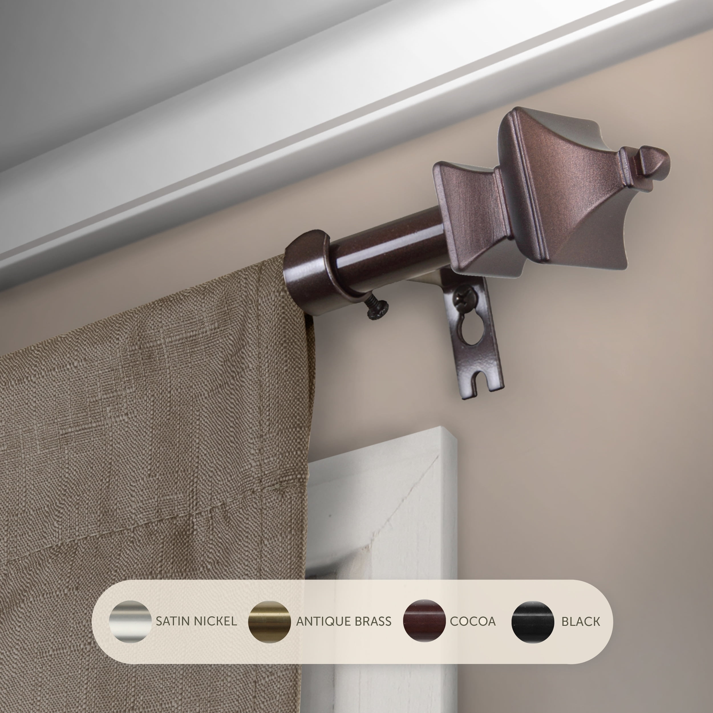 InStyleDesign Tierra Adjustable Curtain Rod Cocoa 84 to 120 inches ...