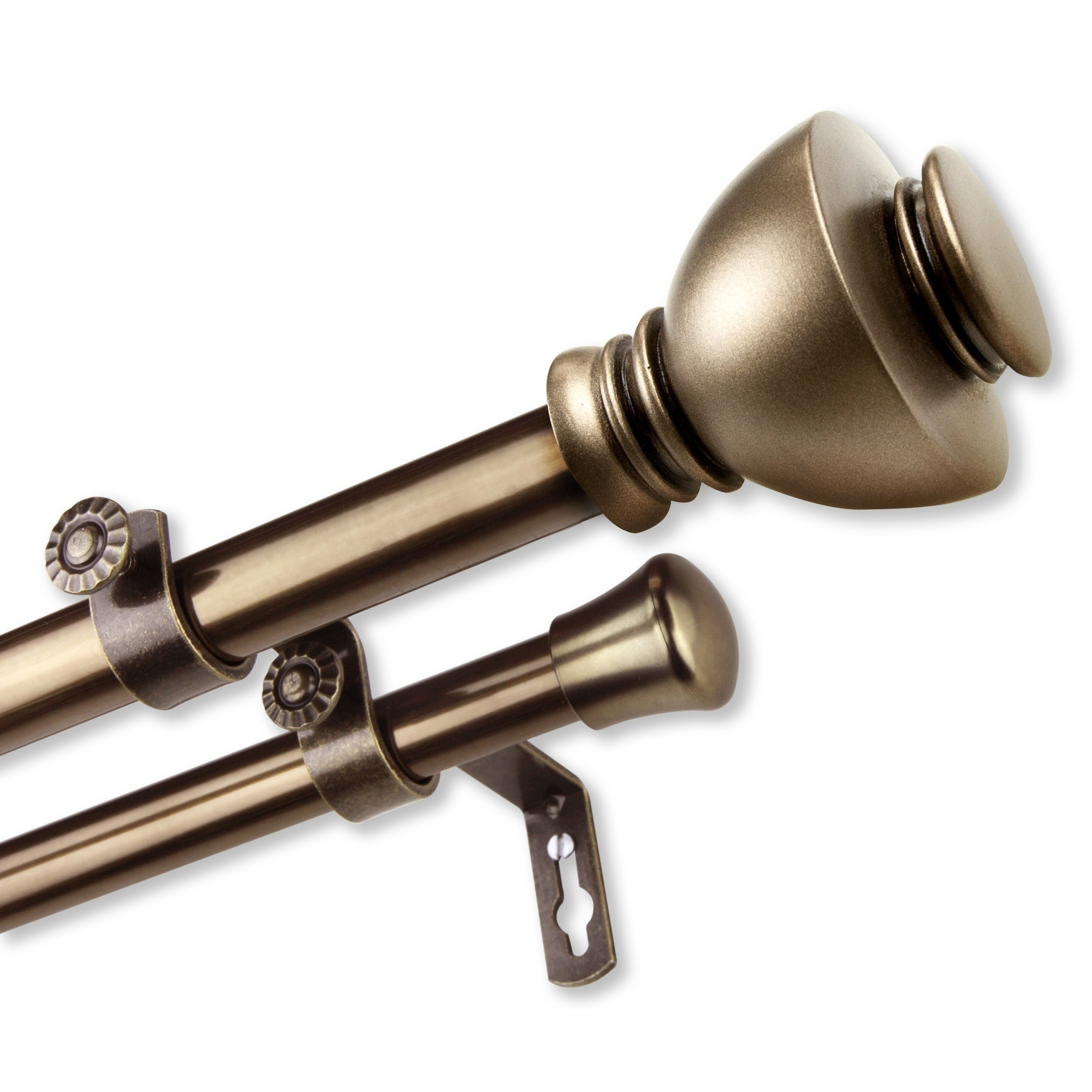 InStyleDesign Tristan Adjustable Double Curtain Rod Antique Brass 120 ...