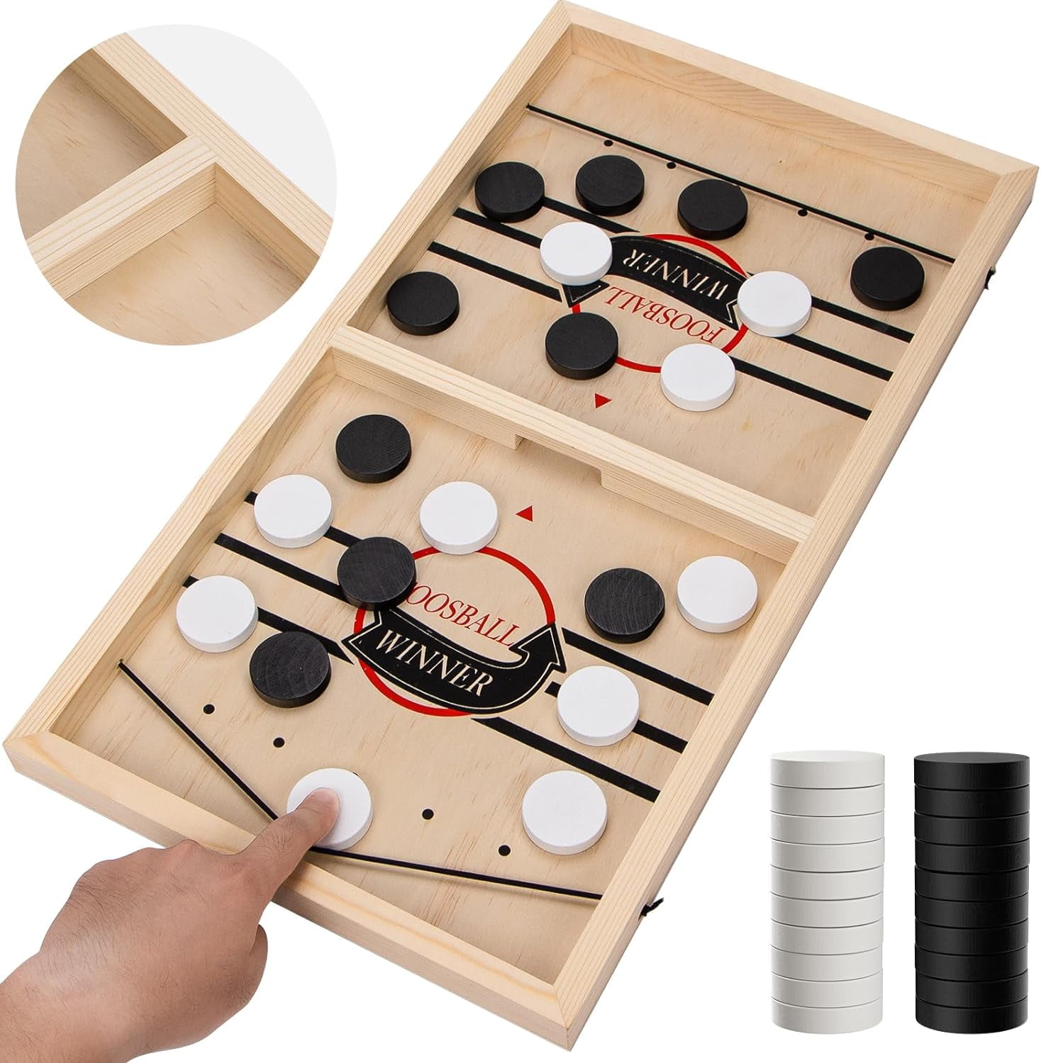 InTrans Fast Puck Game - Super Winner Wooden Board Game for Family Fun ...