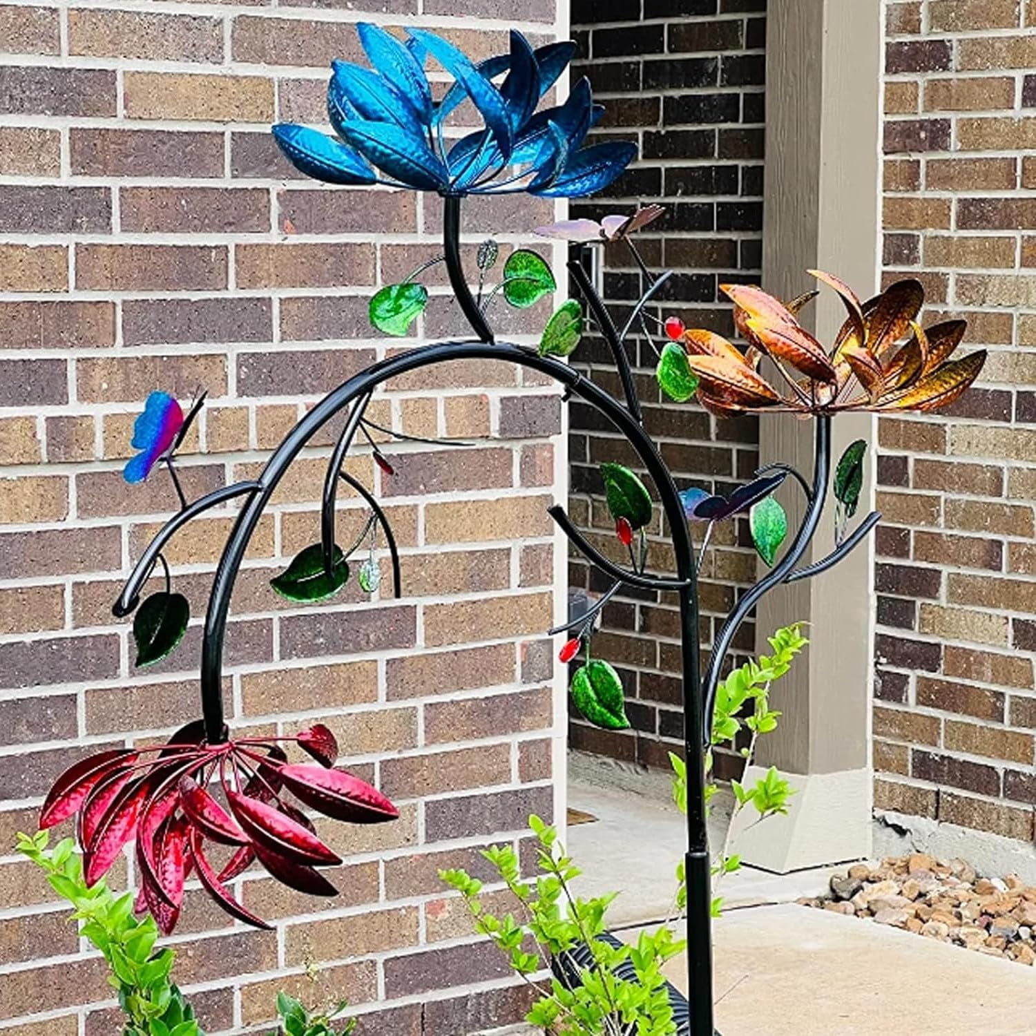 InTrans Multi Colored Metal Flowers Wind Spinner - Walmart.com