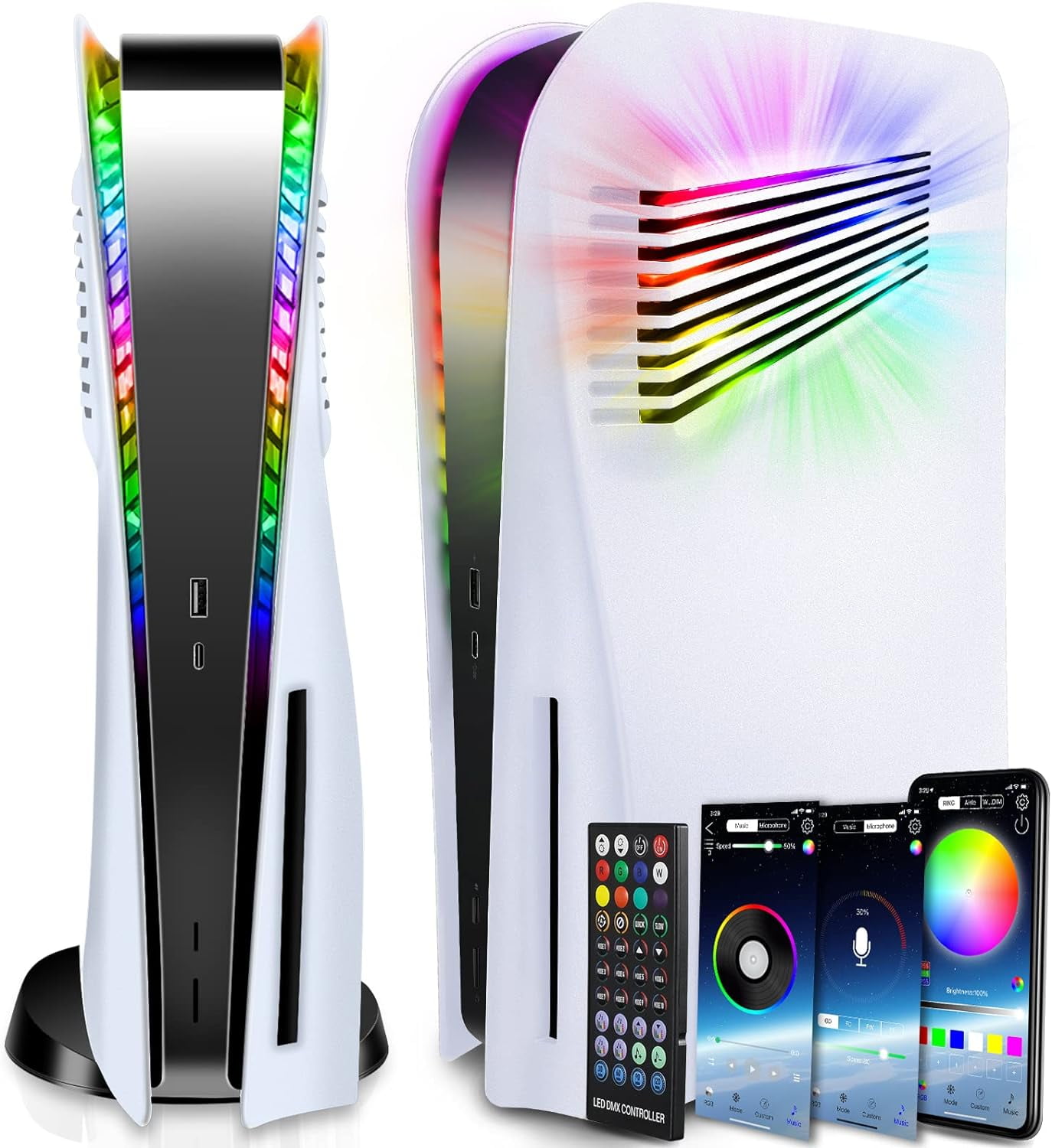 InTrans PS5 LED Light Ring Console Cover with Ventilation for ...