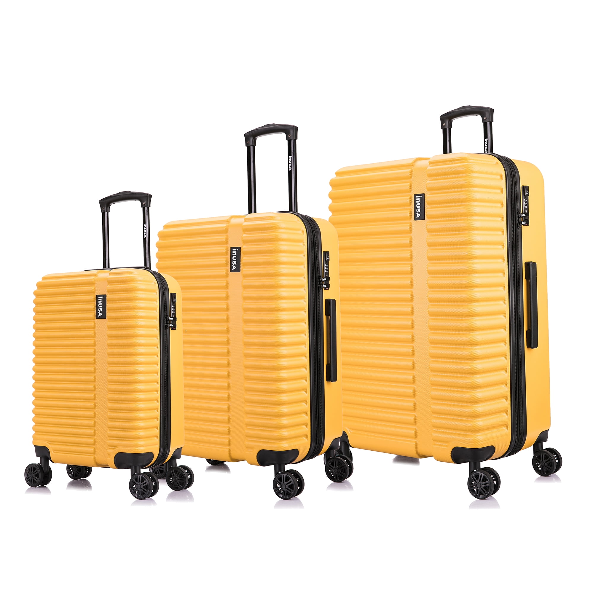 InUSA Ally 3-Piece Hardside Luggage Sets with Spinner Wheels Handle ...