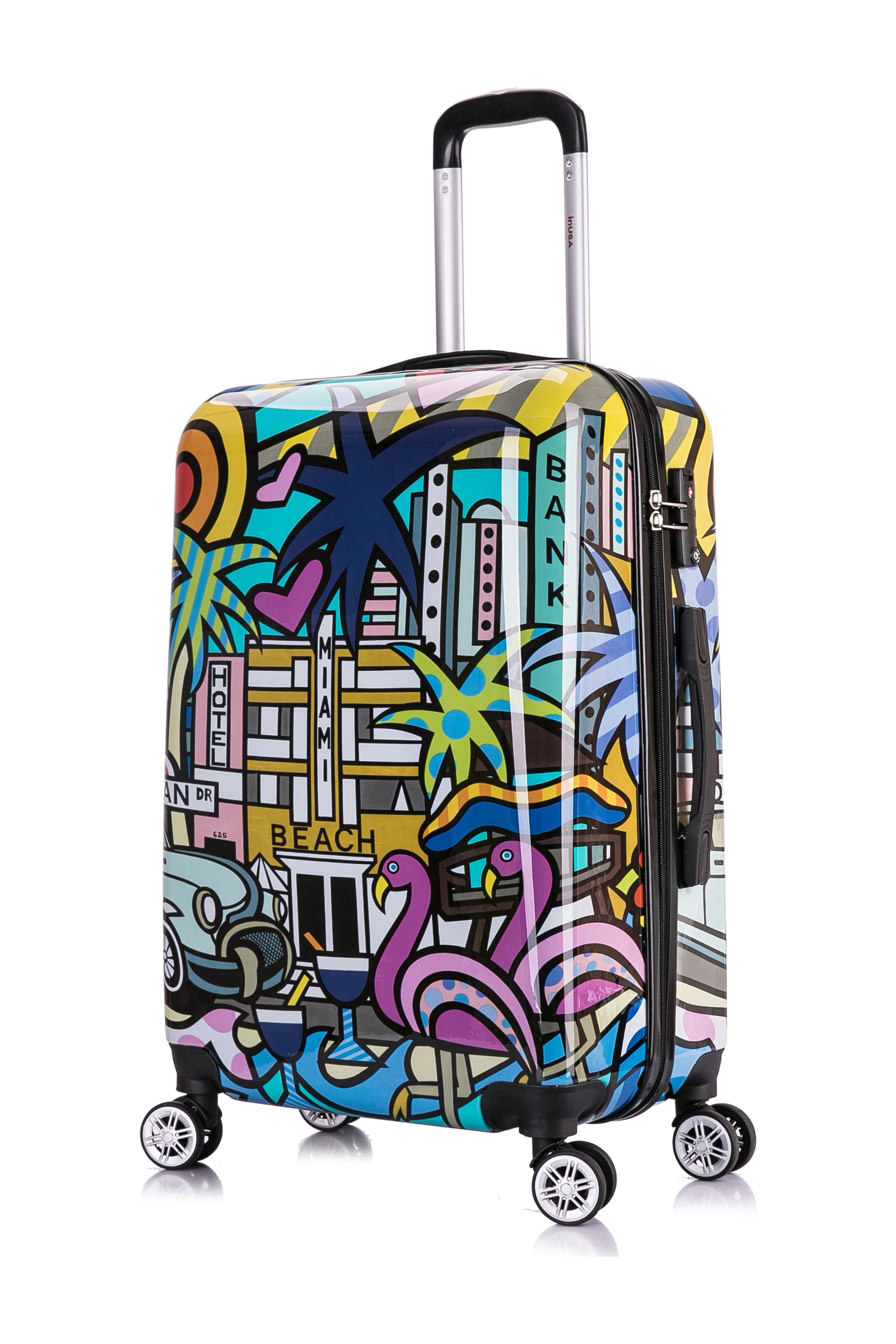 InUSA Print 24" Hardside Checked Luggage with Spinner Wheels, Handle ...