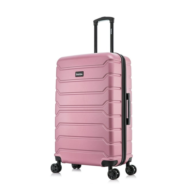 "InUSA 28"" Carry Checked Hard-Sided Lightweight Luggage, Spinner Wheels, Handle, Trolley, Rose ...
