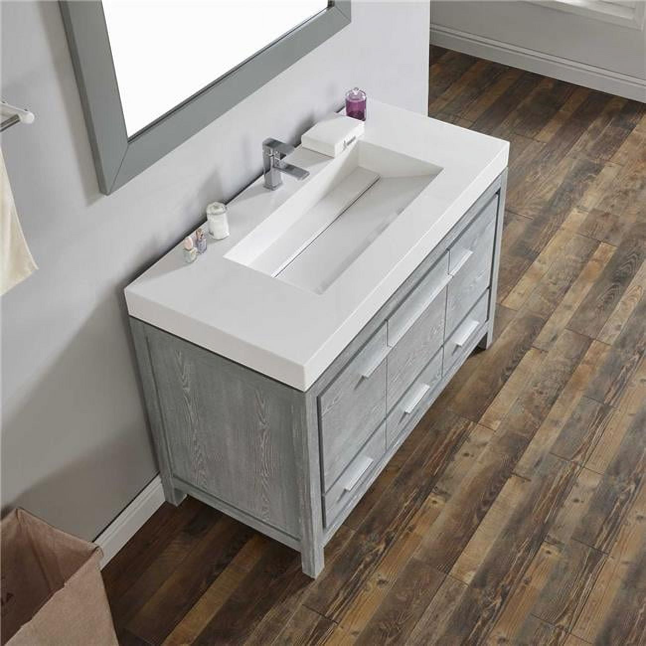 InVanity GK48S-130E-AR 48 in. Milton Grey Oak Single Vanity with Ramp ...
