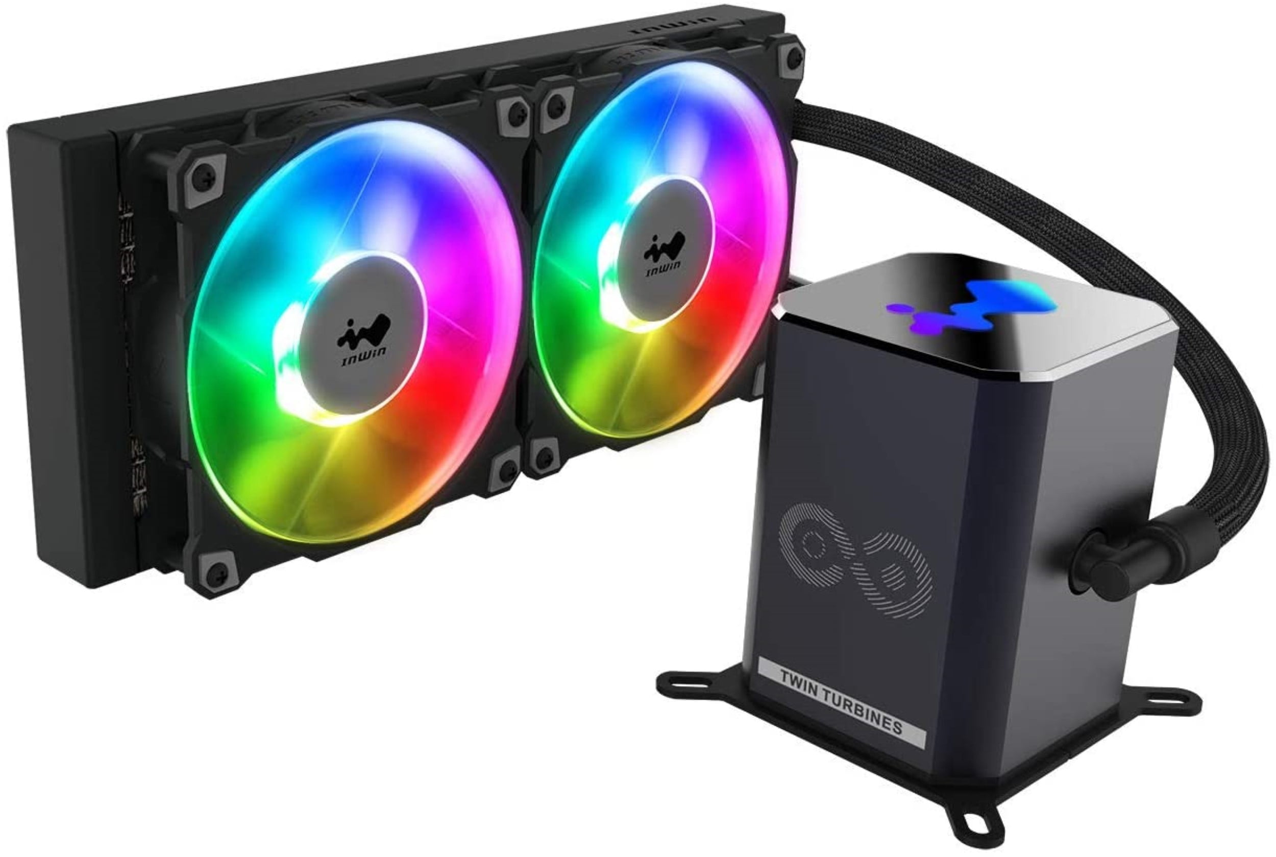 InWin SR24 PRO 240mm ARGB AIO Twin Turbine Liquid CPU Radiator Cooler ...