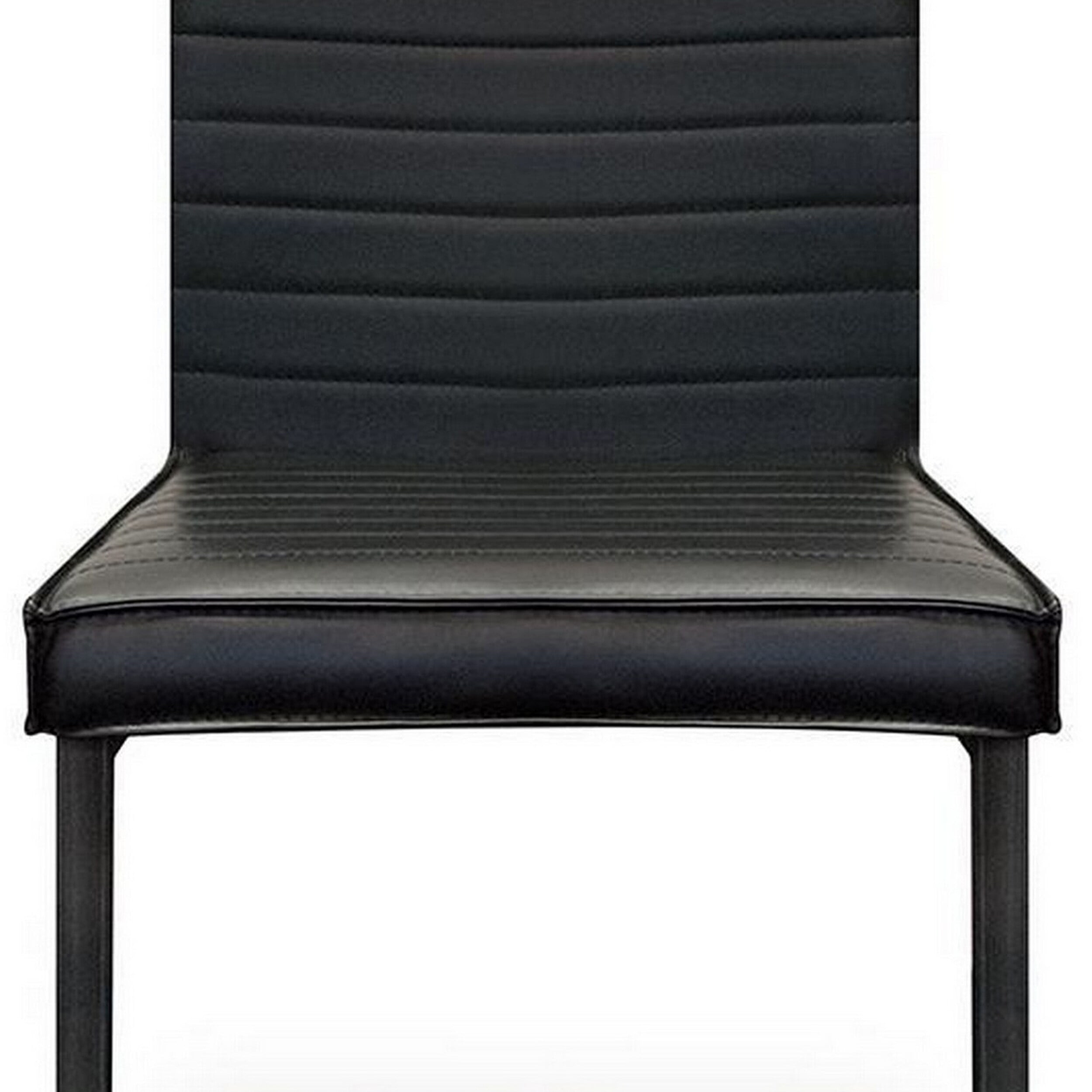 Ina 24 Inch Set of 2 Side Dining Chairs, Cantilever, Black Vegan ...