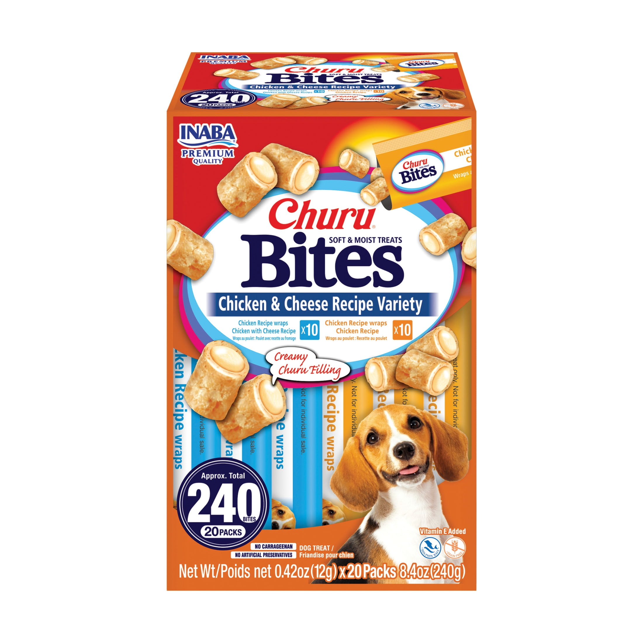 Inaba Churu Bites Soft Baked Dog Treat, 0.42oz Tubes, 20 Tubes, Chicken ...