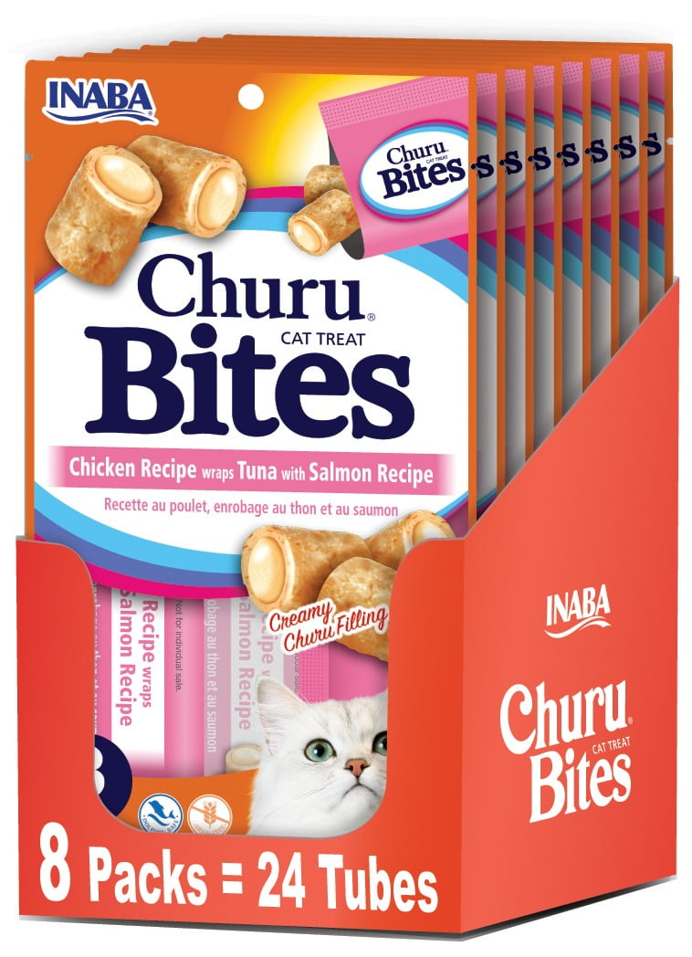 Inaba Churu Bites, Soft Cat Treats, 0.35 oz Tube, 24 Tubes, Tuna with ...