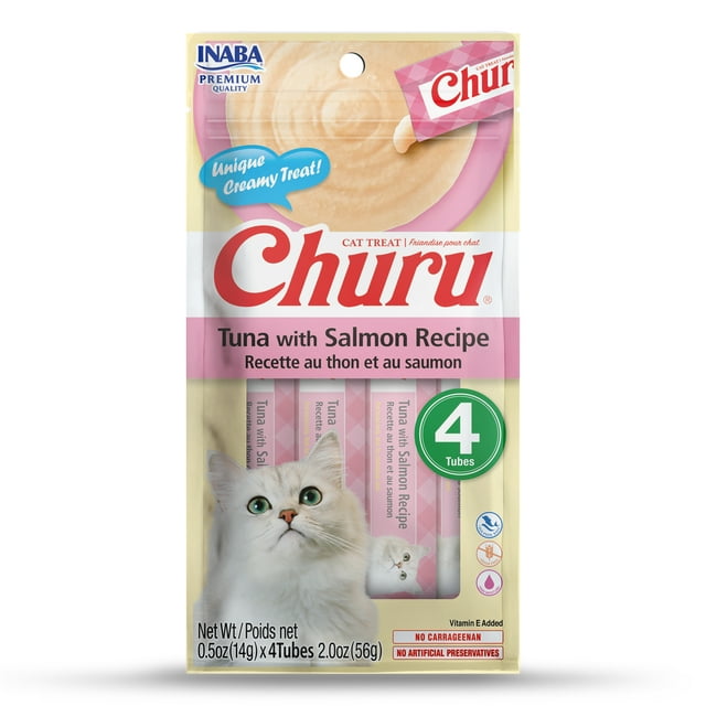 Inaba Churu Creamy, Lickable Wet Cat Treats, 0.5 oz, 4 Tubes, Tuna with ...