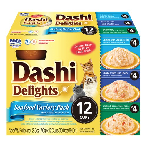 Inaba Dashi Delight Seafood Flavored Variety Pack Bits in Broth Cat ...