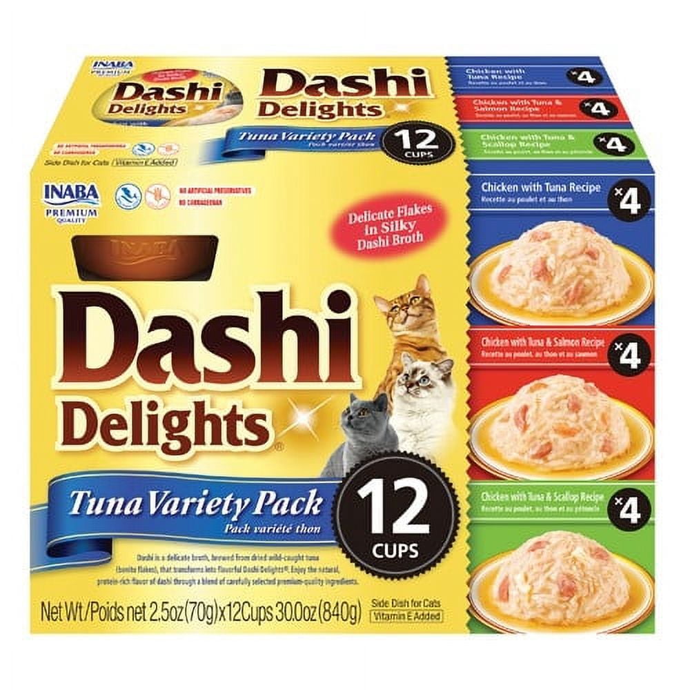 Inaba Dashi Delight Tuna Flavored Variety Pack Bits in Broth Cat Food ...