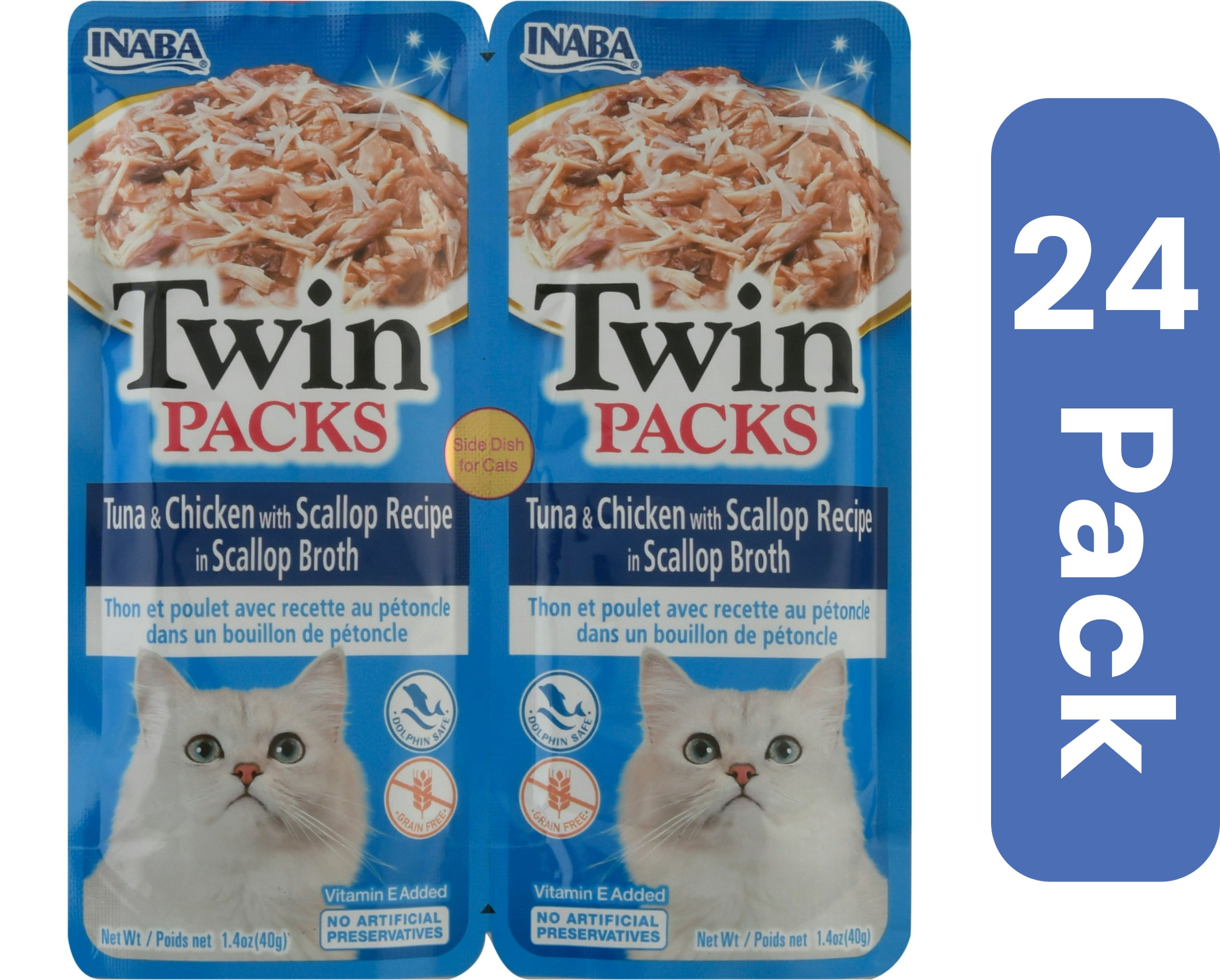Inaba Food Cat Chicken Scallop Twin Pack 2.8 oz (Pack Of 24) - Walmart.com