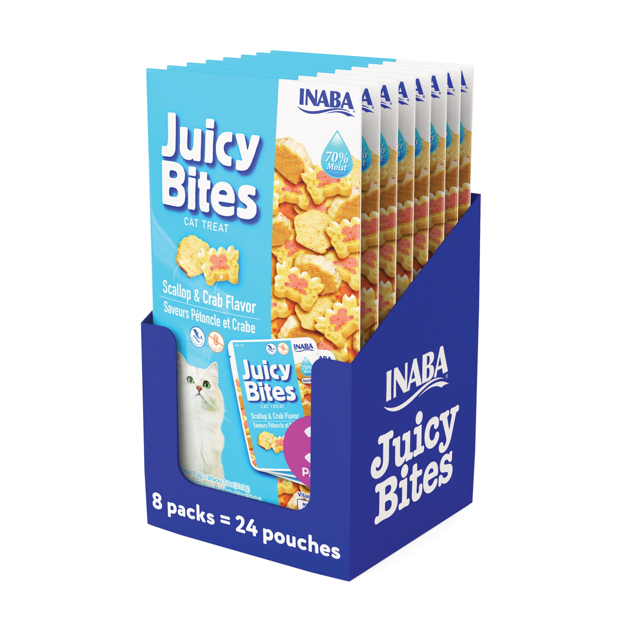 Inaba Juicy Bites Soft Moist Chewy Cat Treats, 0.4 oz Pouch, 24 Pouches ...