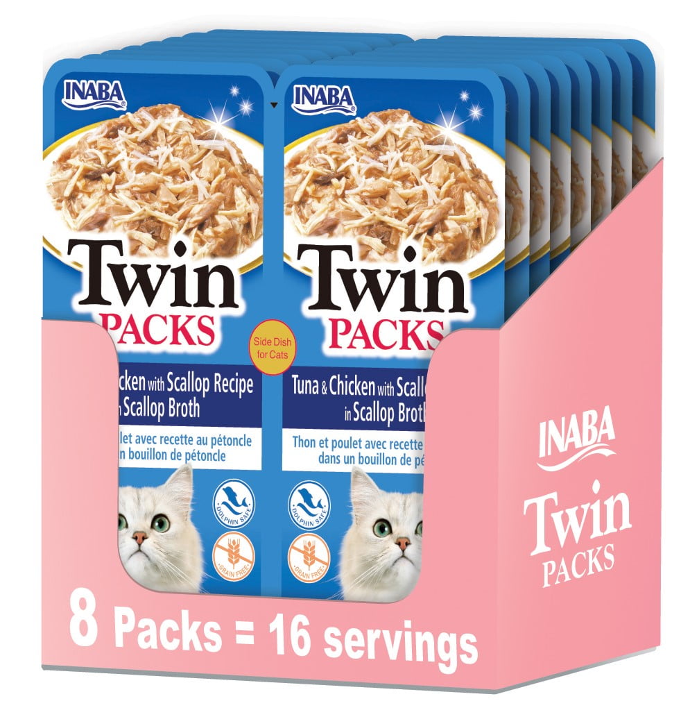 Inaba Twin Packs for Cat Treats, Chicken Topper or Treat, 1.4 Oz, 16 ...
