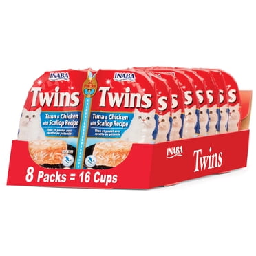 INABA Twin Packs for Cats, Chicken/Gelée Topper, 1.4 oz/srv, 16 srvs ...