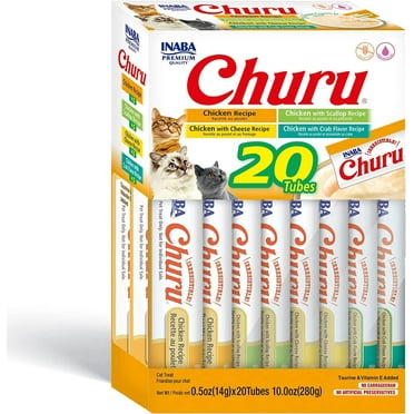 INABA Churu Creamy, Lickable Purée Cat Treat with Taurine, 0.5 oz, 20 Tubes, Chicken Variety ...