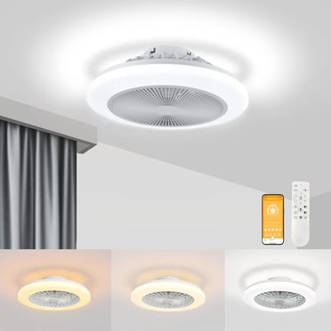 Inadays LED Bright Button Ceiling Fan with Lights and Remote Control ...
