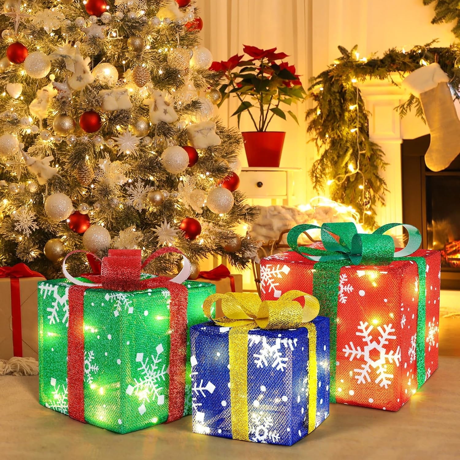 Inadays Christmas Decorations Set of 3 Christmas Lighted Gift Boxes ...