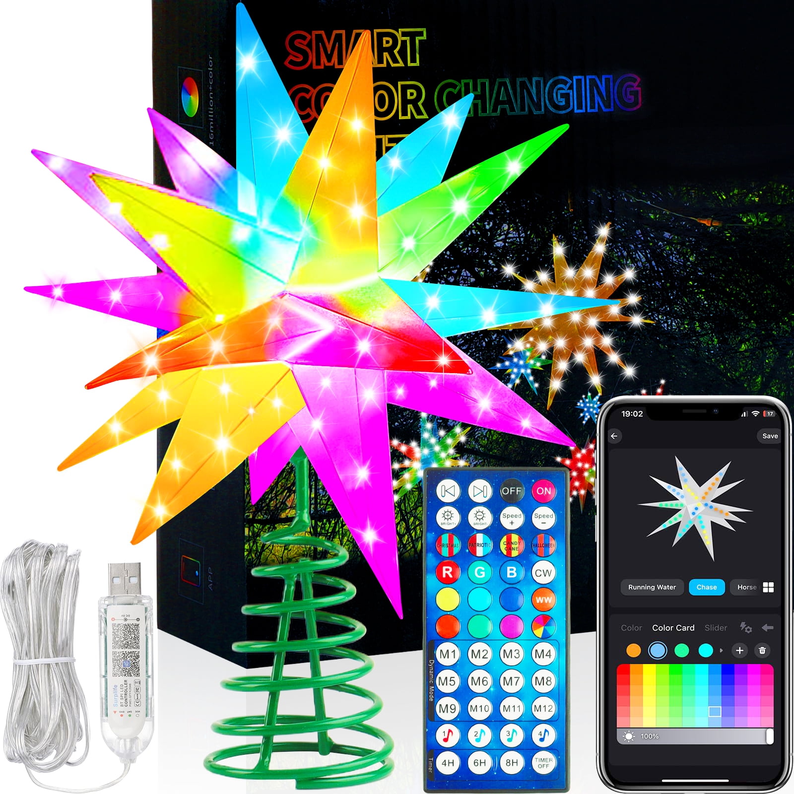 Inadays Christmas Star Tree Topper, 10 Inch Smart Moravian Star Light ...