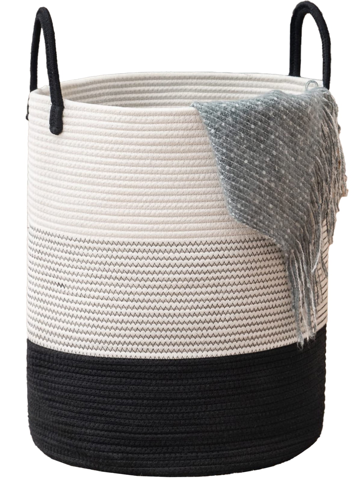 Inadays Laundry Basket 51L Large Clothes Laundry Hamper Woven Cotton ...