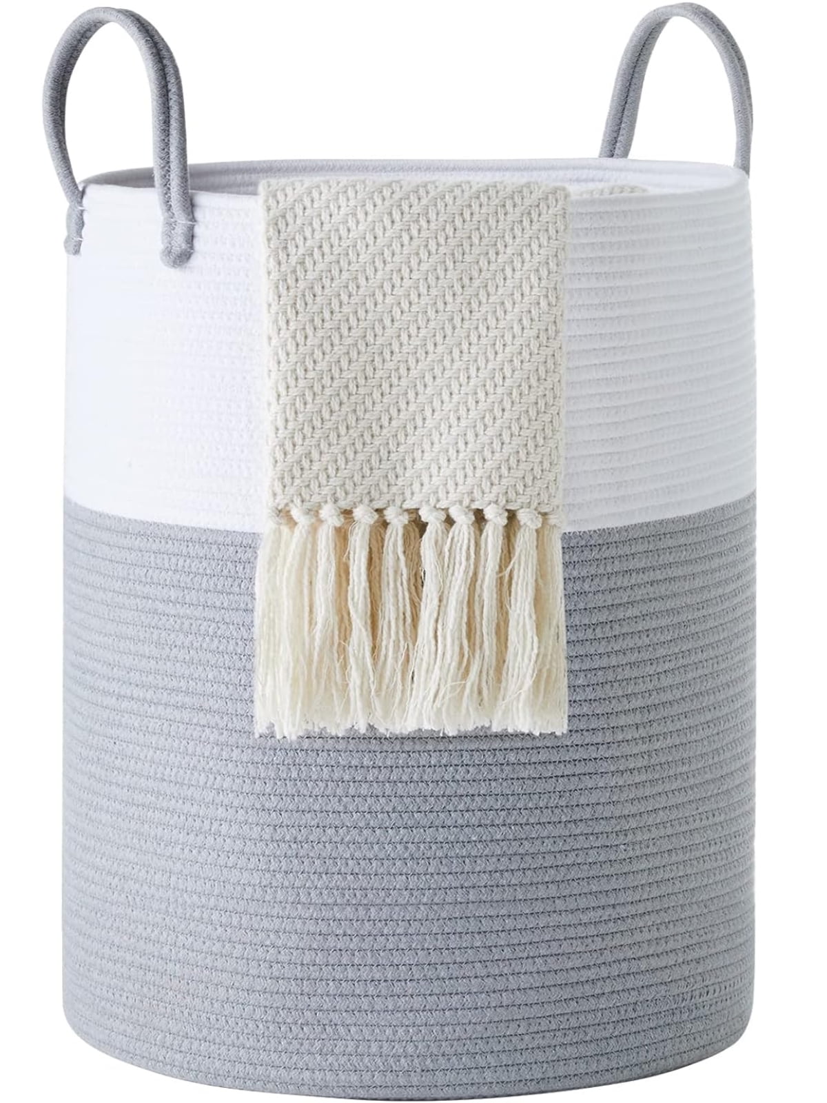 Inadays Laundry Basket 51L Large Clothes Laundry Hamper Woven Cotton ...