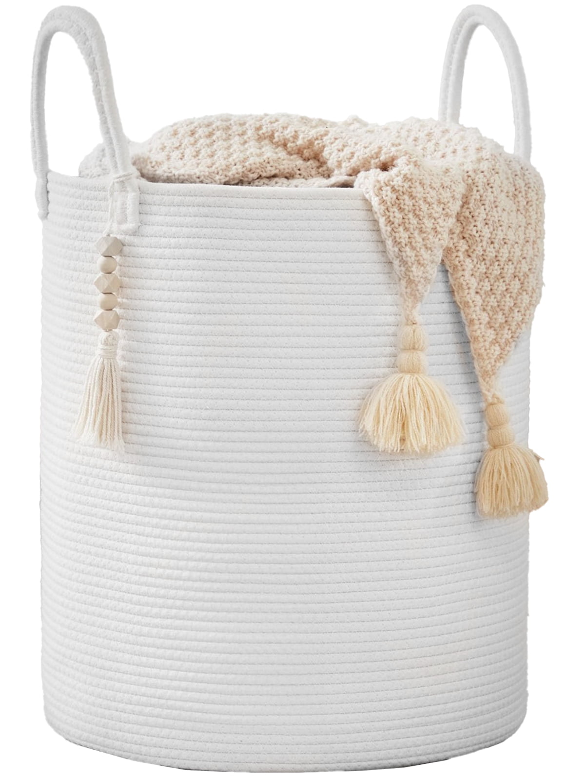 Inadays Laundry Basket 51L Large Clothes Laundry Hamper Woven Cotton ...