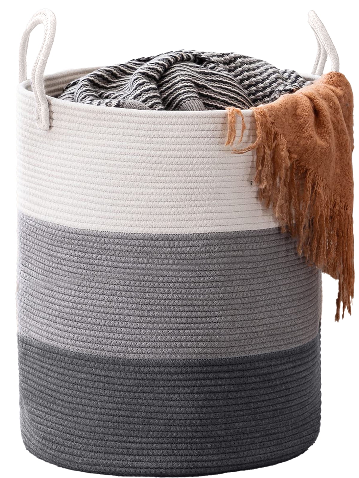 Inadays Laundry Basket 51L Large Clothes Laundry Hamper Woven Cotton ...