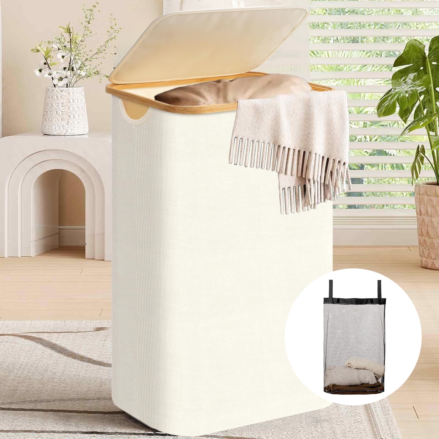 Inadays Collapsible Laundry Basket, 100L Folding Dirty Clothes Hamper ...