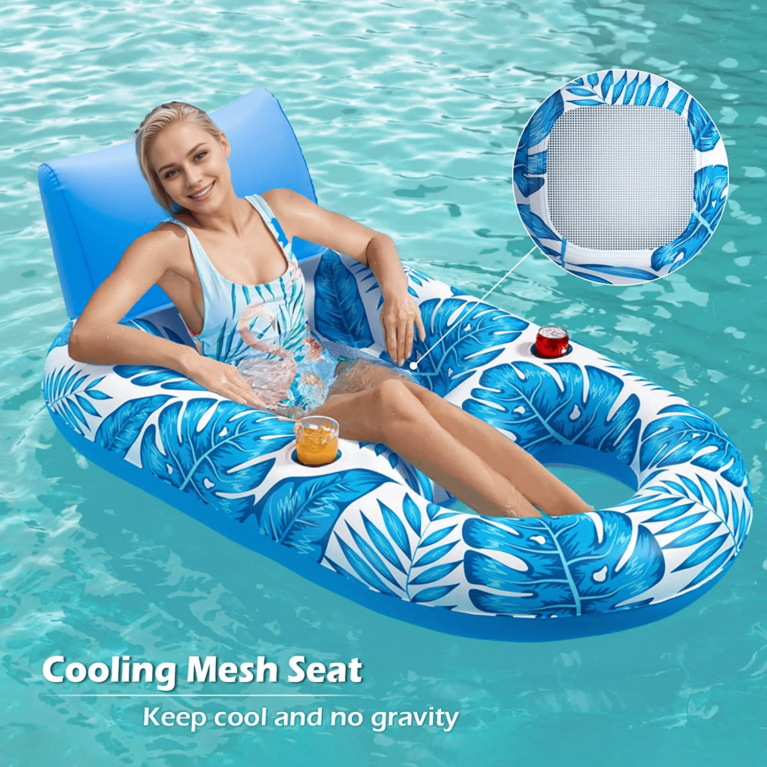 Inadays Inflatable Pool Float Lounger, Adjustable Backrest, Extra Large ...