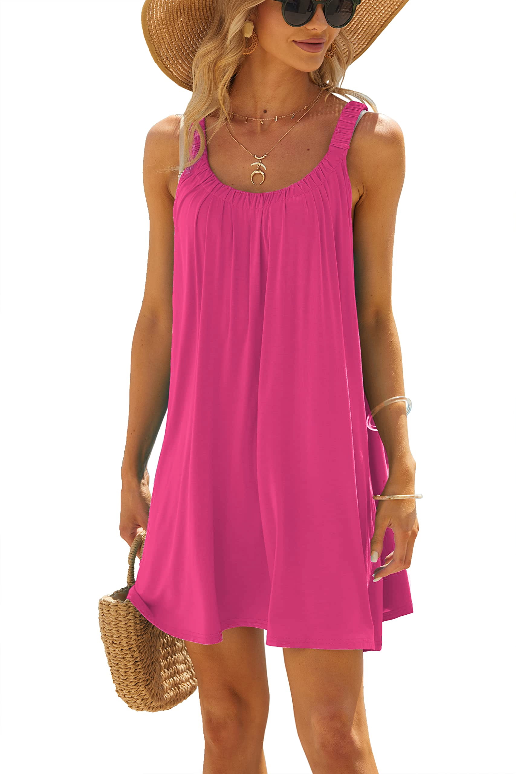 DAKIMOE Summer Beach Dress, Bikini Cover Up, Halter, Casual Flowy Comfy ...