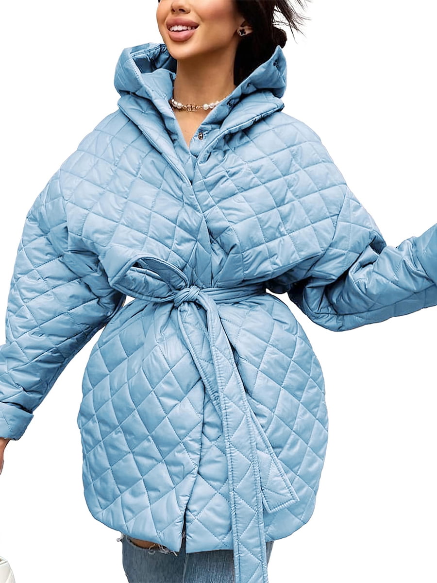 Inadays Women Quilted Jacket Winter Wadded Coat Long Sleeve Jackets ...