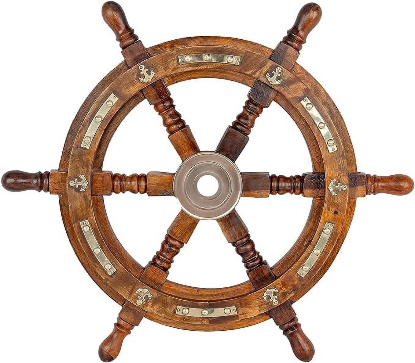 Inanosa 36" Premium Nautical Wooden Ship Boat Wheel | Captain Pirate ...
