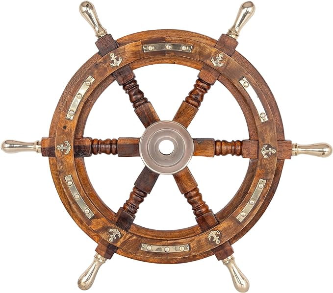 Inanosa 48" Premium Nautical Wooden Ship Boat Wheel | Captain Pirate ...