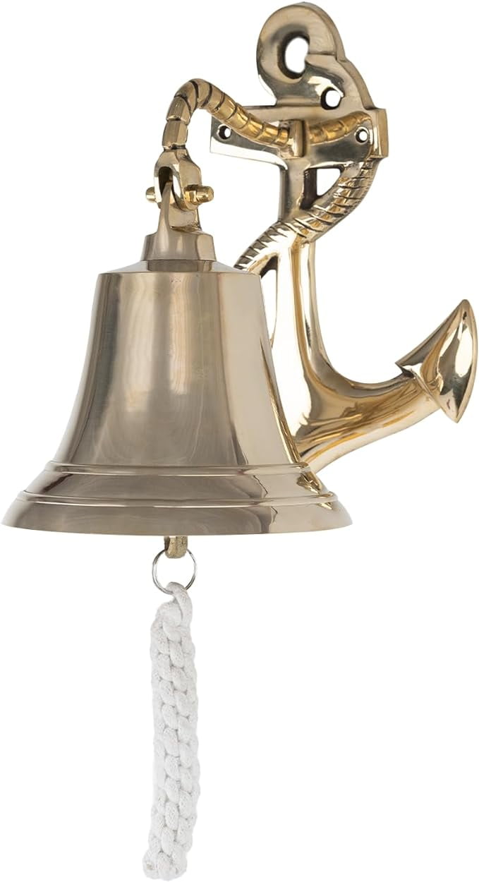 Inanosa 8" Premium Brass Finish Decorative Metal Bell | Nautical Home ...