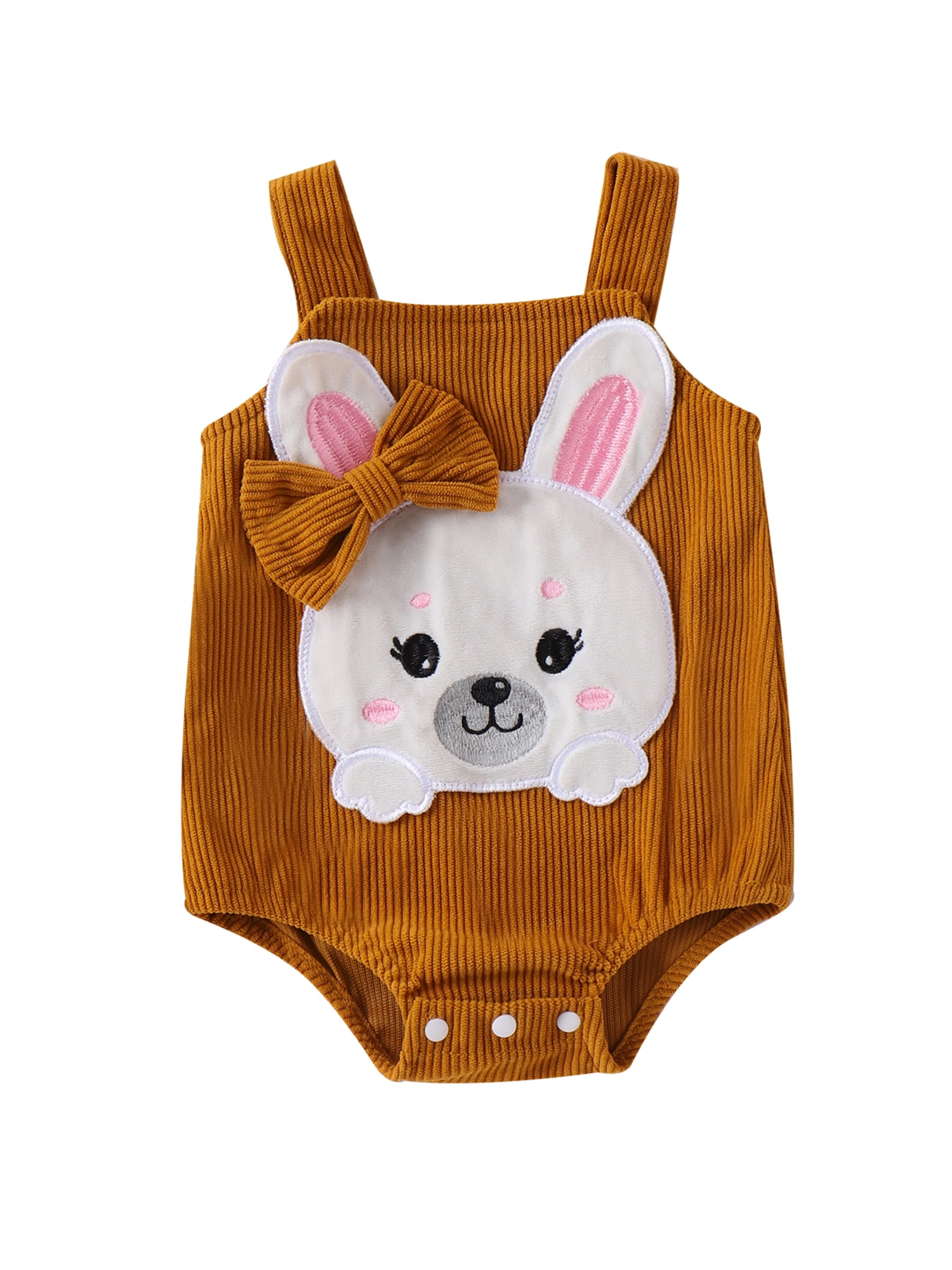 Inant Baby Girl Easter Tank Romper Cute Sleeveless Square Neck 3D Bow ...