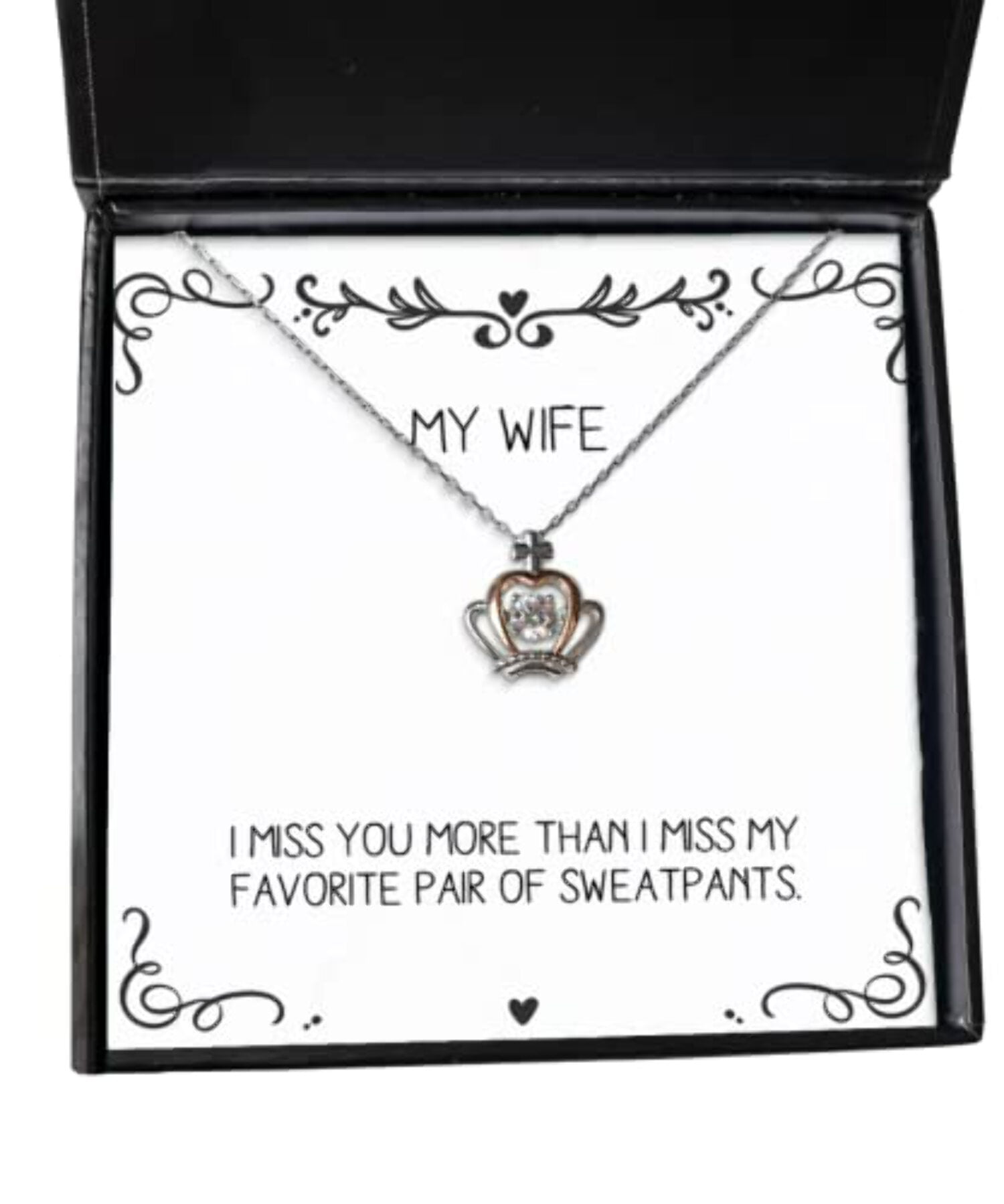 Inappropriate Wife Crown Pendant Necklace, I Miss You More Than I Miss ...